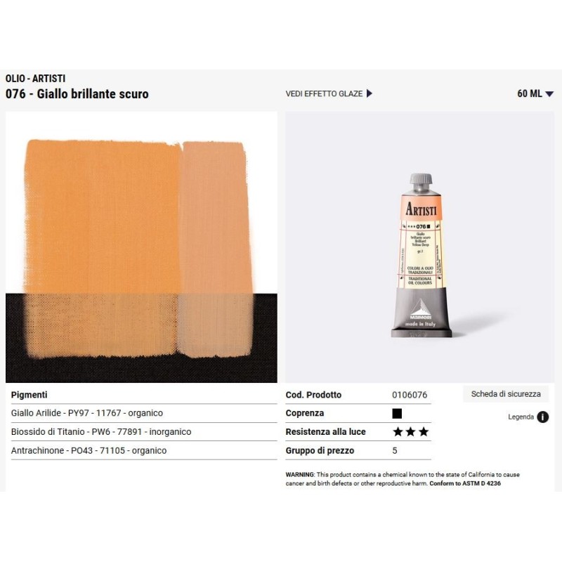 076 Giallo brillante scuro - Maimeri Artisti Confezione da 60ml